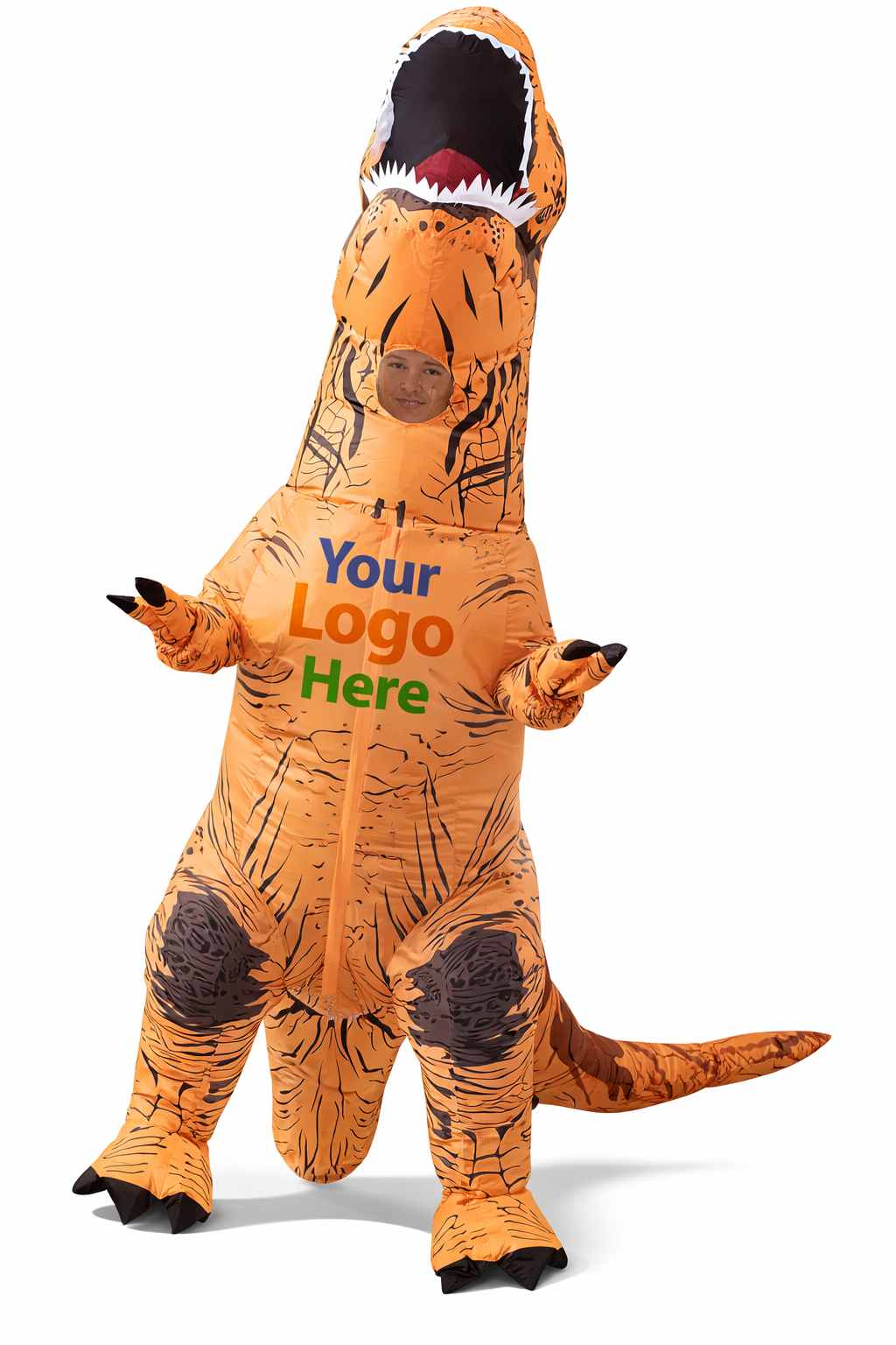 Custom Inflatable T-Rex Mascot Costume with Logo | Branded Inflatable ...